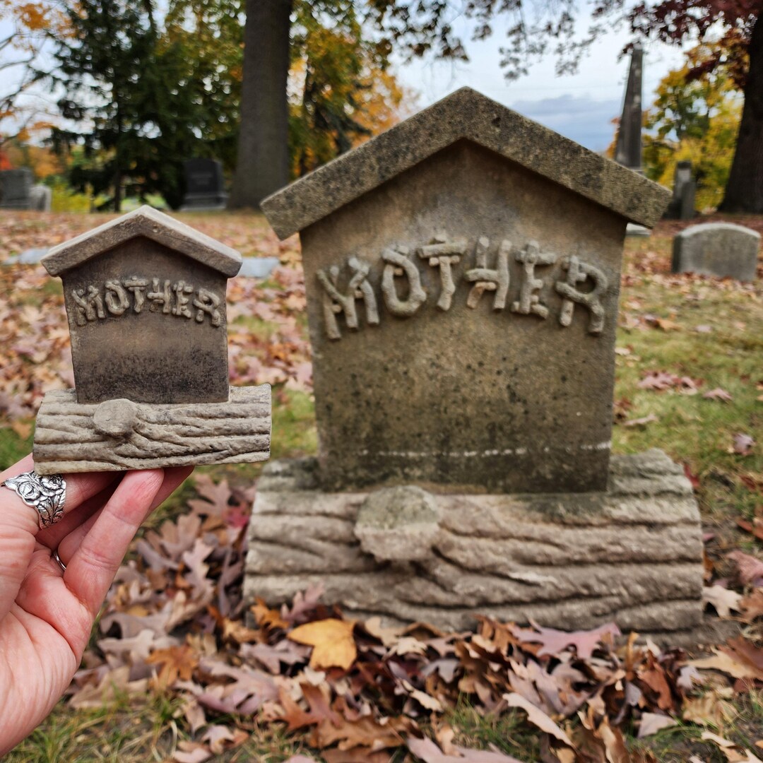 MOTHER. 3D Printed Grave Marker! A Duplicate of a Real Life Headstone Shaped Like a House on a ...