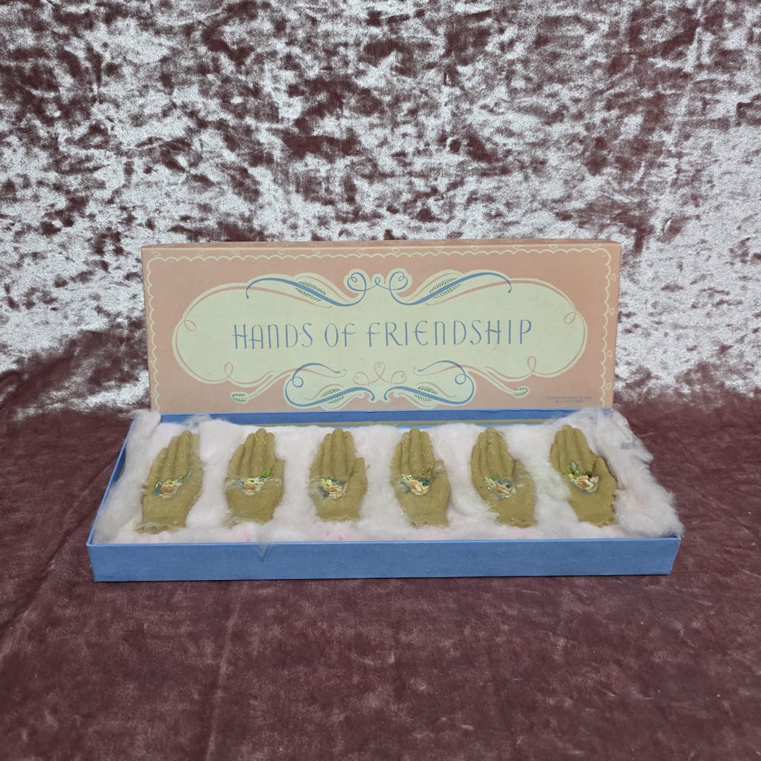 Beautiful Vintage Set of 6 Soaps, Hands With Decals of Roses in the ...
