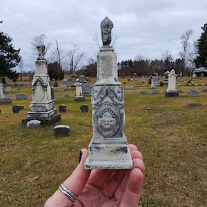3D Printed Resin Grave Marker! A Duplicate of a Real Life Gravemarker. Draped Urn and Floral ...