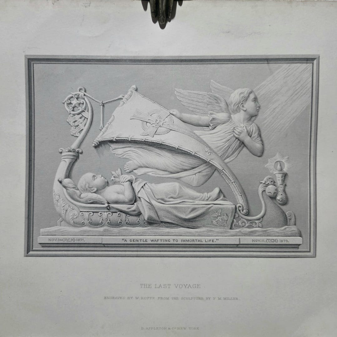 A Rare Antique Engraving From 1879. Titled the Last Voyage. Funeral and ...