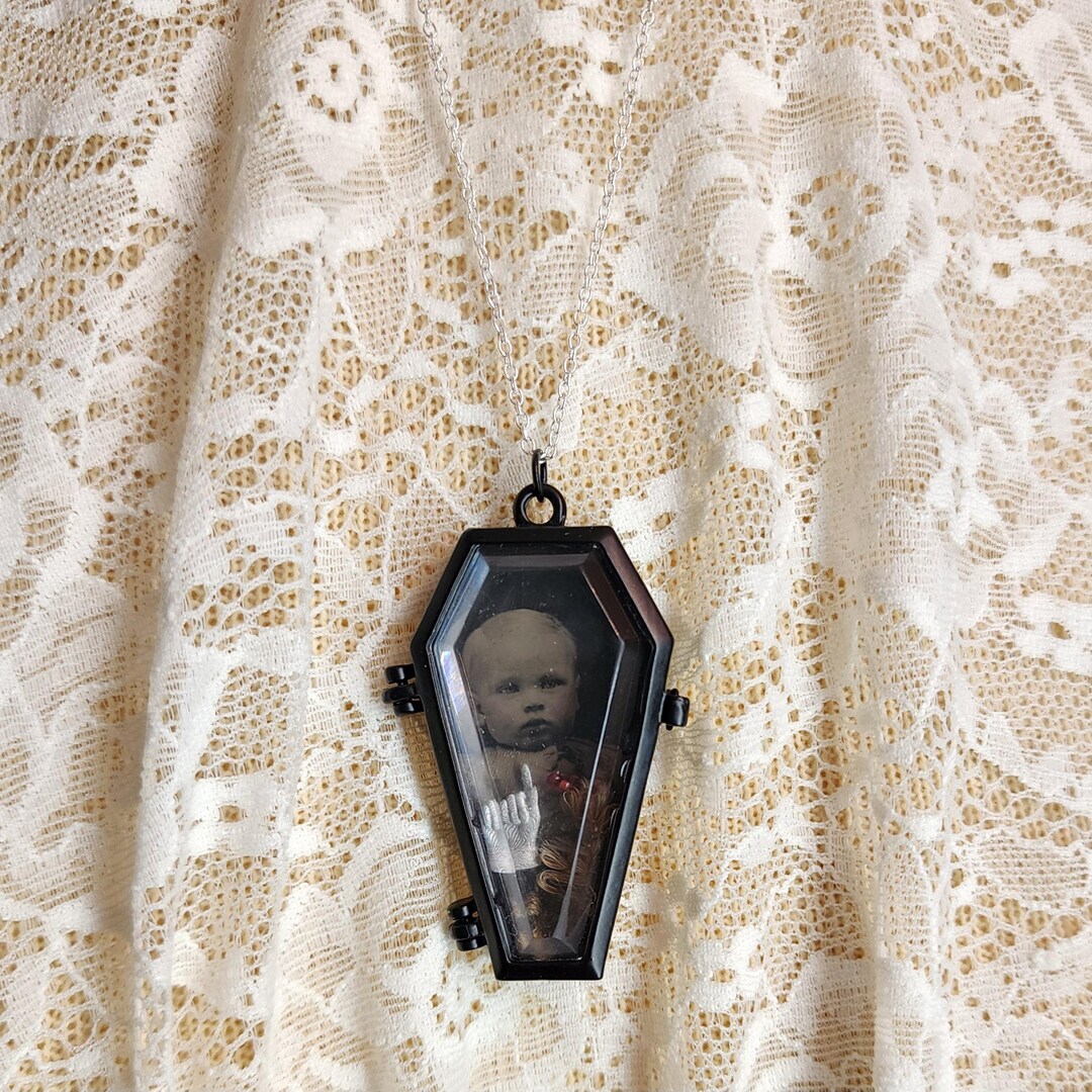 Victorian Mourning Jewelry Inspired Glass Coffin Locket Necklace ...