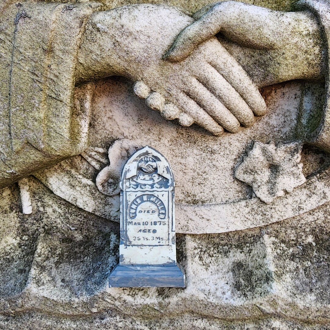 3D Printed Resin Grave Marker A Duplicate of a Real Life Headstone. TUNIS MILLER. Clasped Hands ...