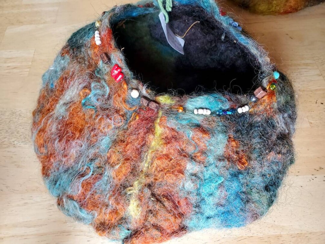 Handmade Wool Felted Bowl. Hand Dyed Wool. Home Decor. Storage. Fiber ...