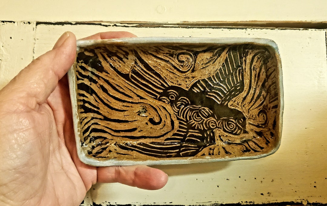 Ceramic Tray. Sgraffito. Bird. Ceramic. Handmade Tray. Thewoodenwolf ...