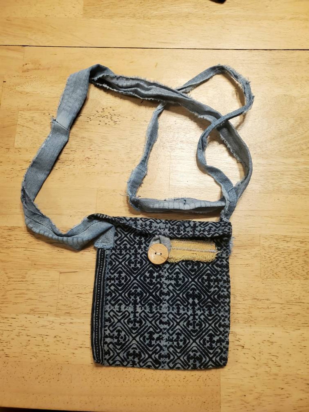 Cell Phone Messenger Bag. Indigo Hmong Hill Tribe Thick Cotton Fabric ...