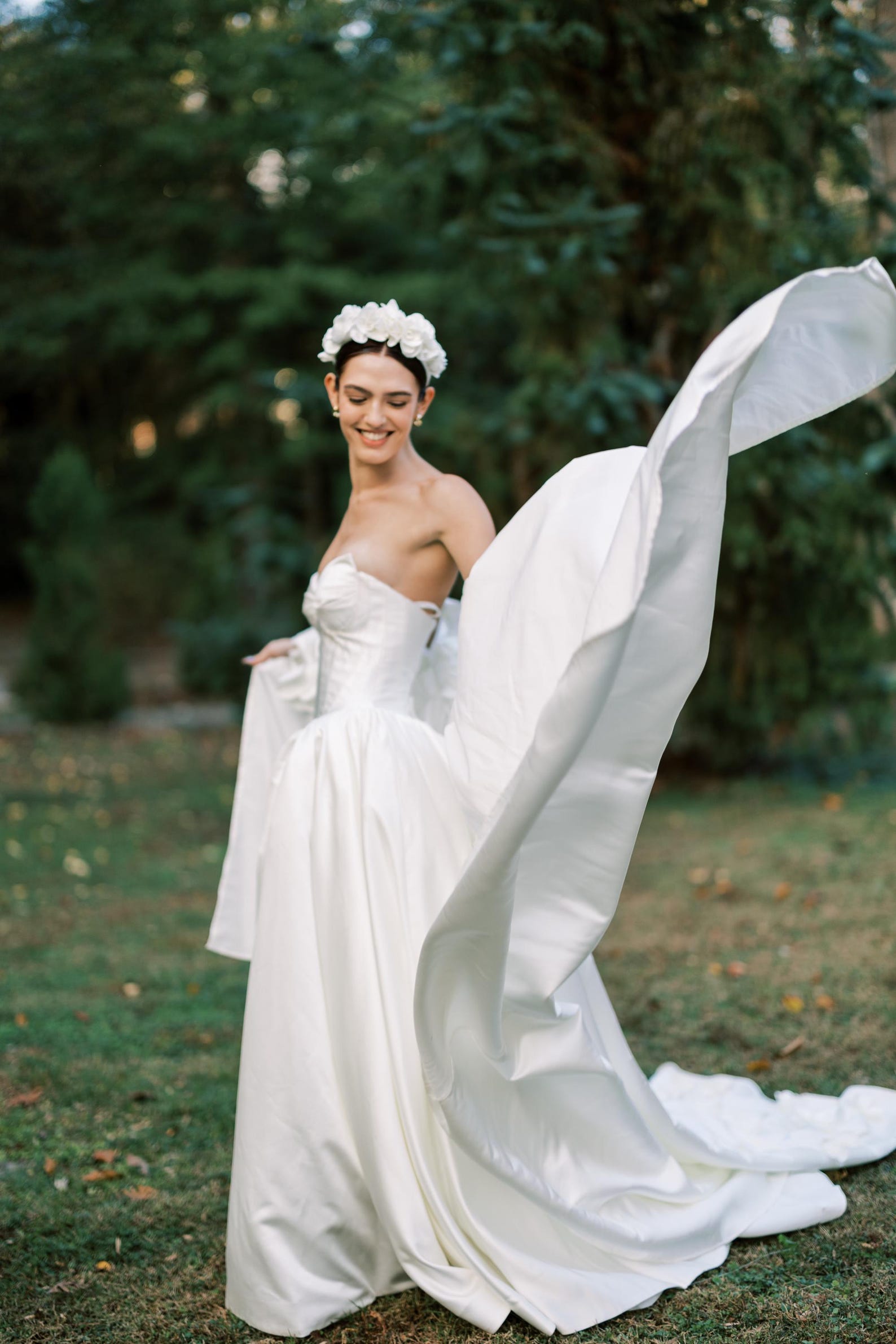 Basque Waist Satin Wedding Dress With Corset Back and Bridal Cape With ...