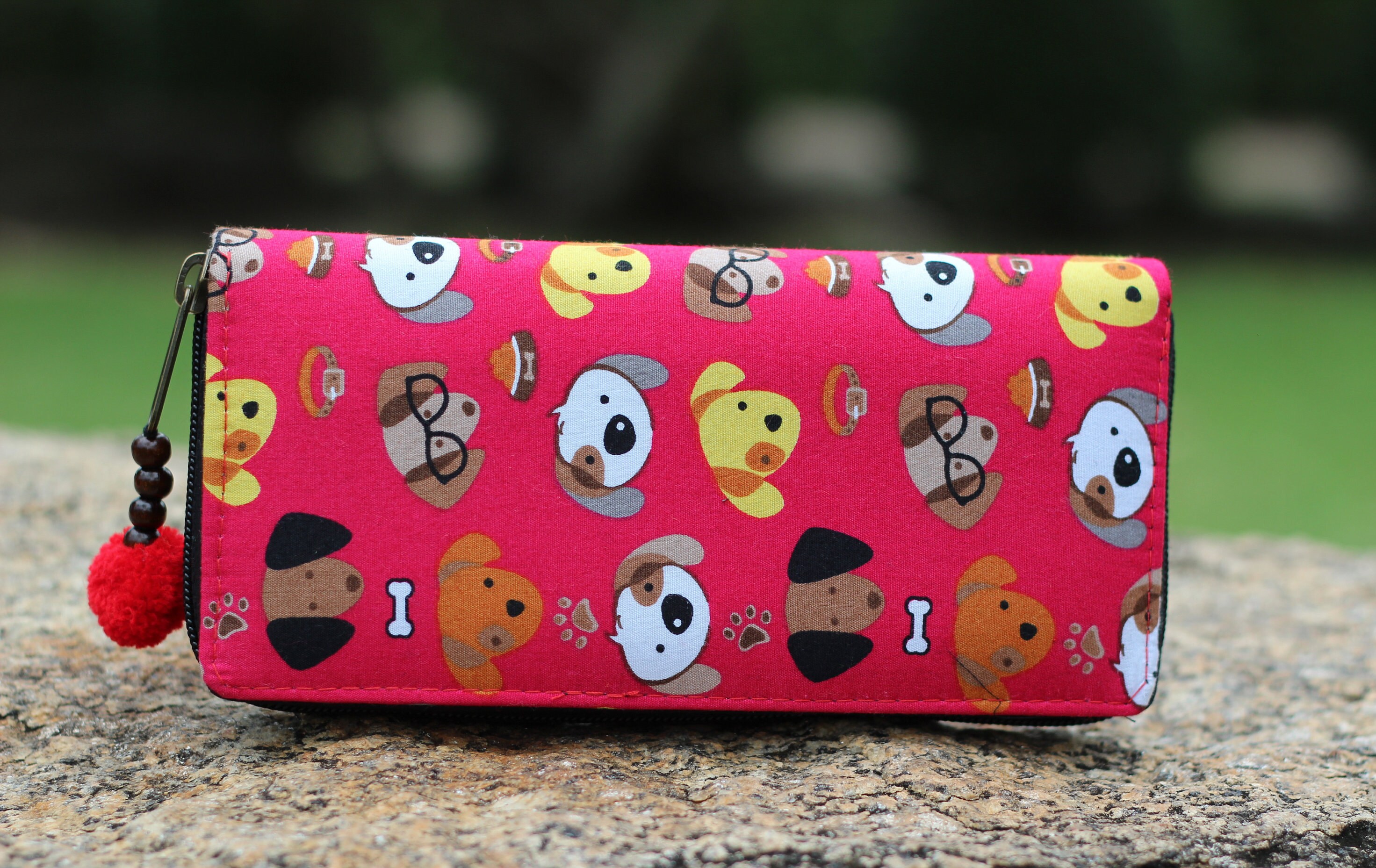 Zipper Wallet Women Cute Puppy Print & Coin Purse Cotton - Etsy