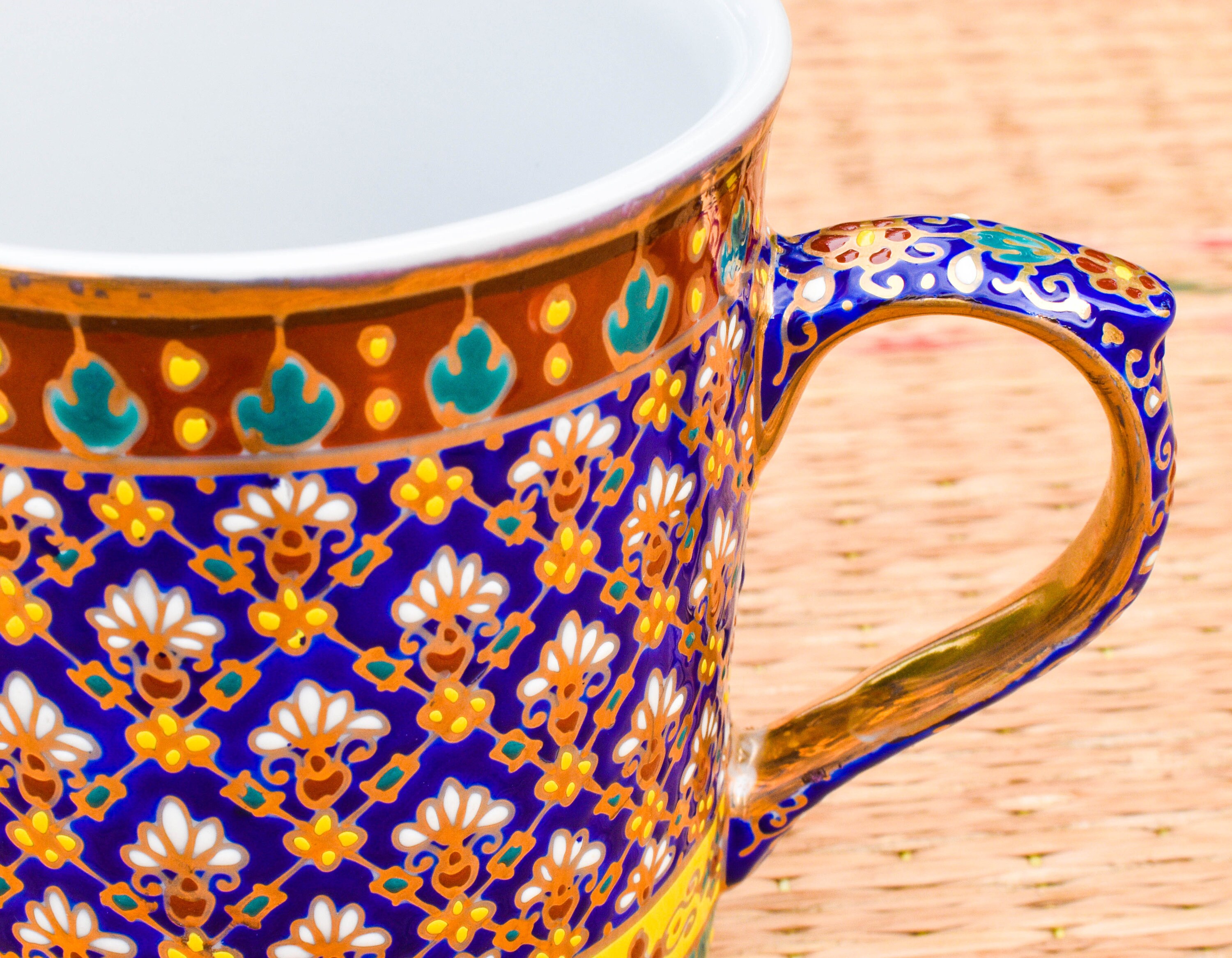 Ceramic Coffee Mug Thai Benjarong Hand-painted Porcelain | Etsy