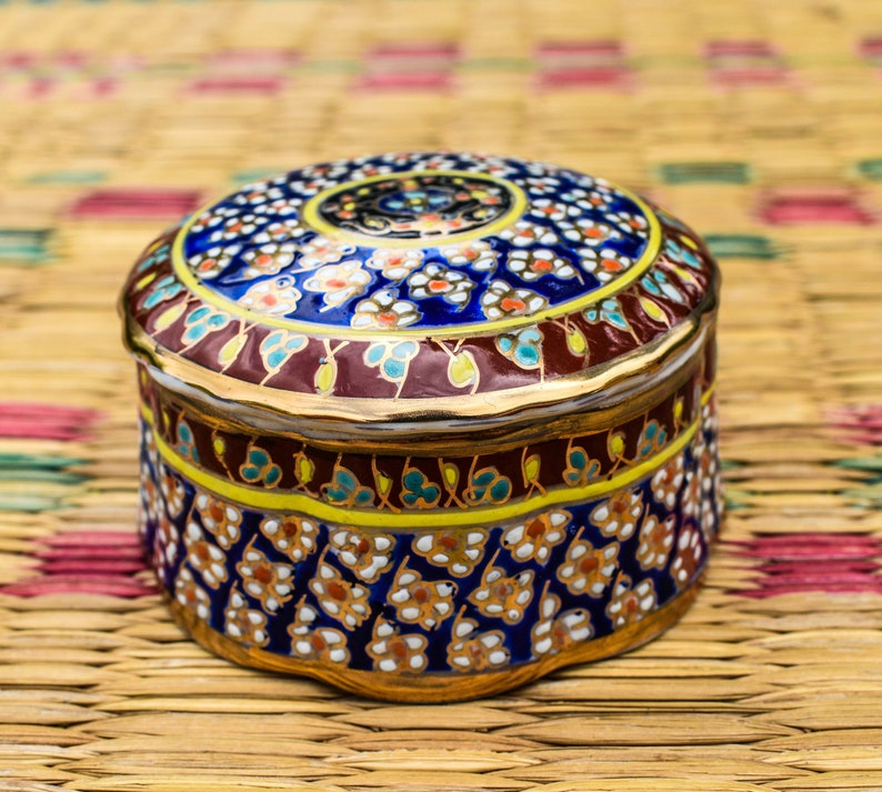 Jewelry Pot With Lid, Thai Hand-painted Pottery, Gold Decorative Pot ...