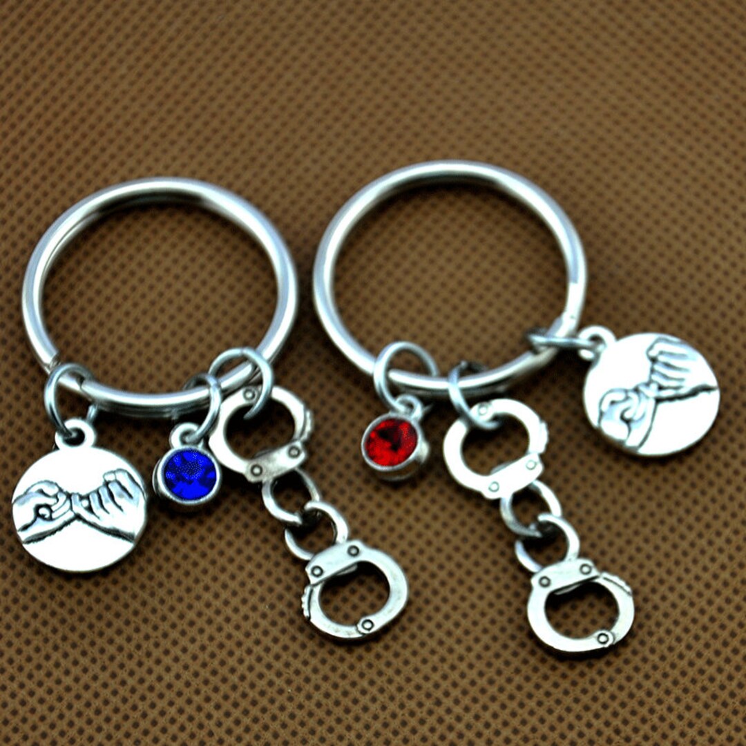 Handcuffs Keychain Pinkie Swear Keychain Birthstone Keychain - Etsy
