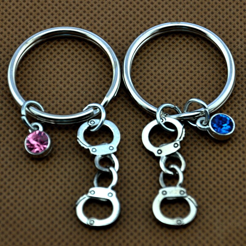 Handcuffs Keychain Birthstone Keychain Partners in Crime - Etsy