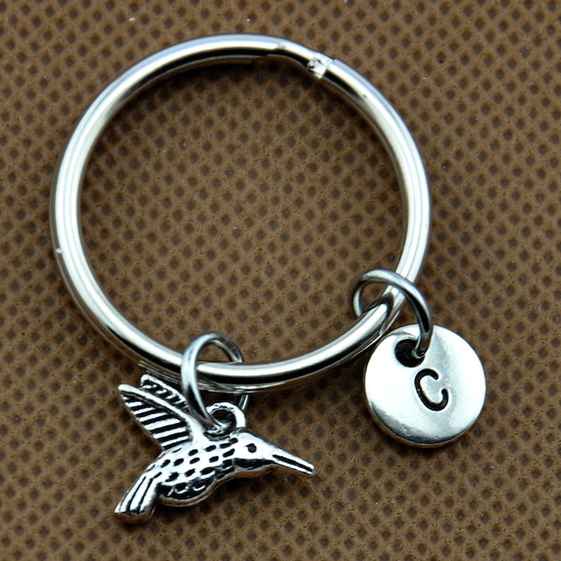 Hummingbird Keychain, Initial Keyring, Hummingbird Jewelry, Teacher ...