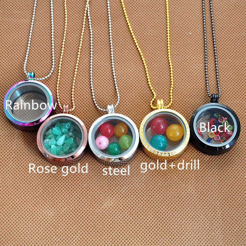 30mm Stainless Steel Glass Locket Necklaceclear Glass Locket - Etsy