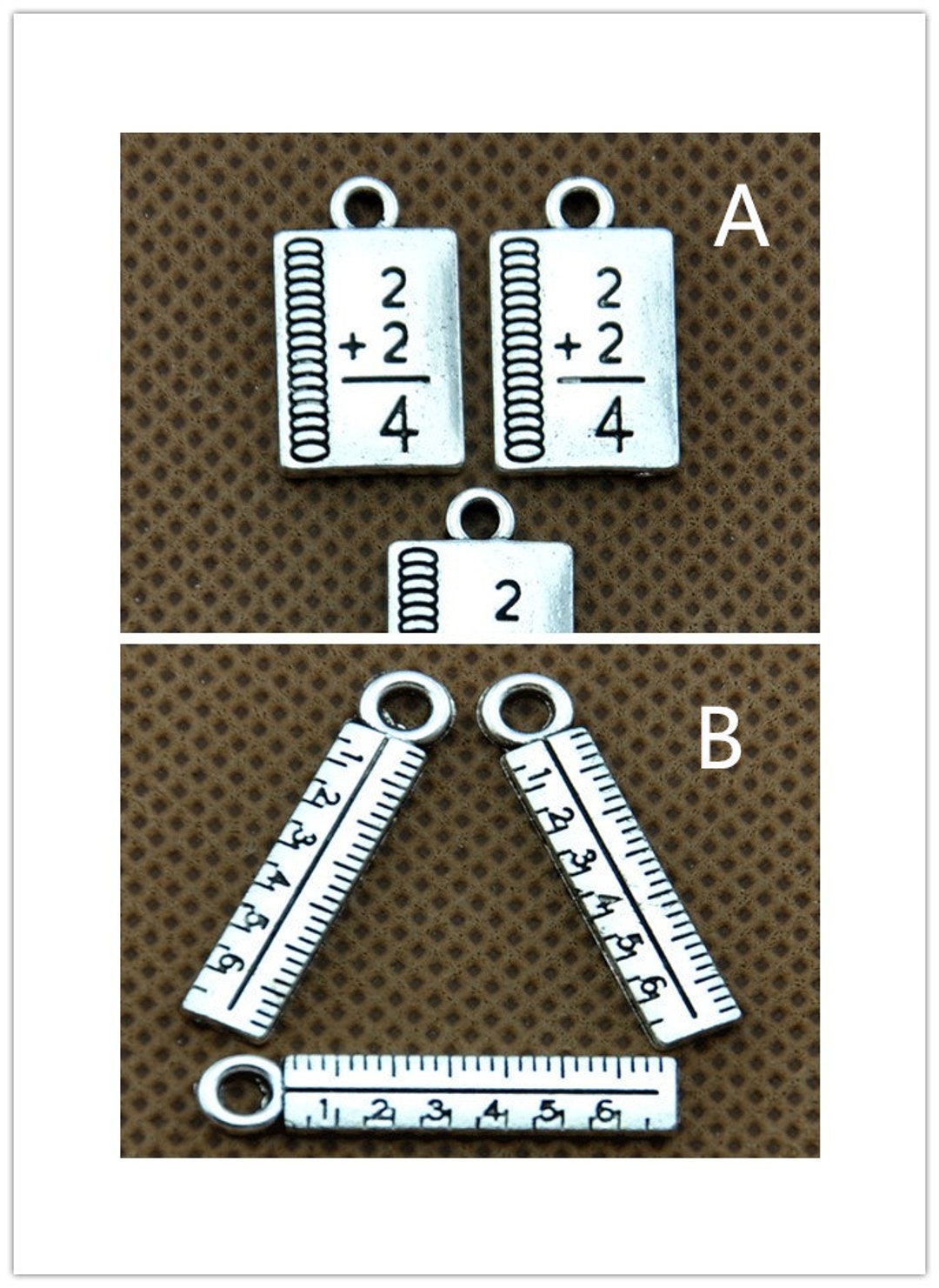 Book Math Charms Antique Silver，mathematics Pendant，school Ruler ...