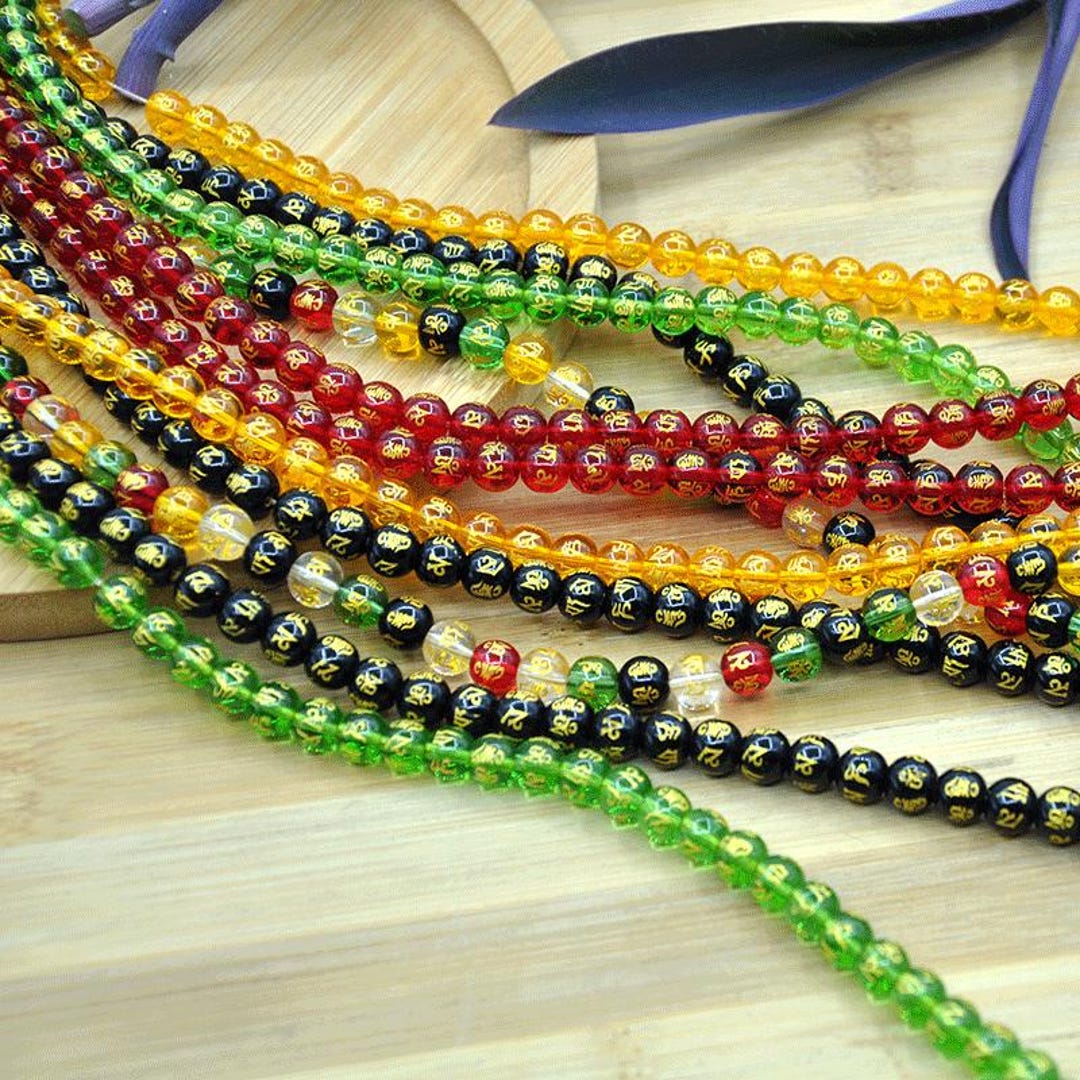 Carved Natural OM Mani Padme Hum Round Loose Beads 6-12mm，healing ...