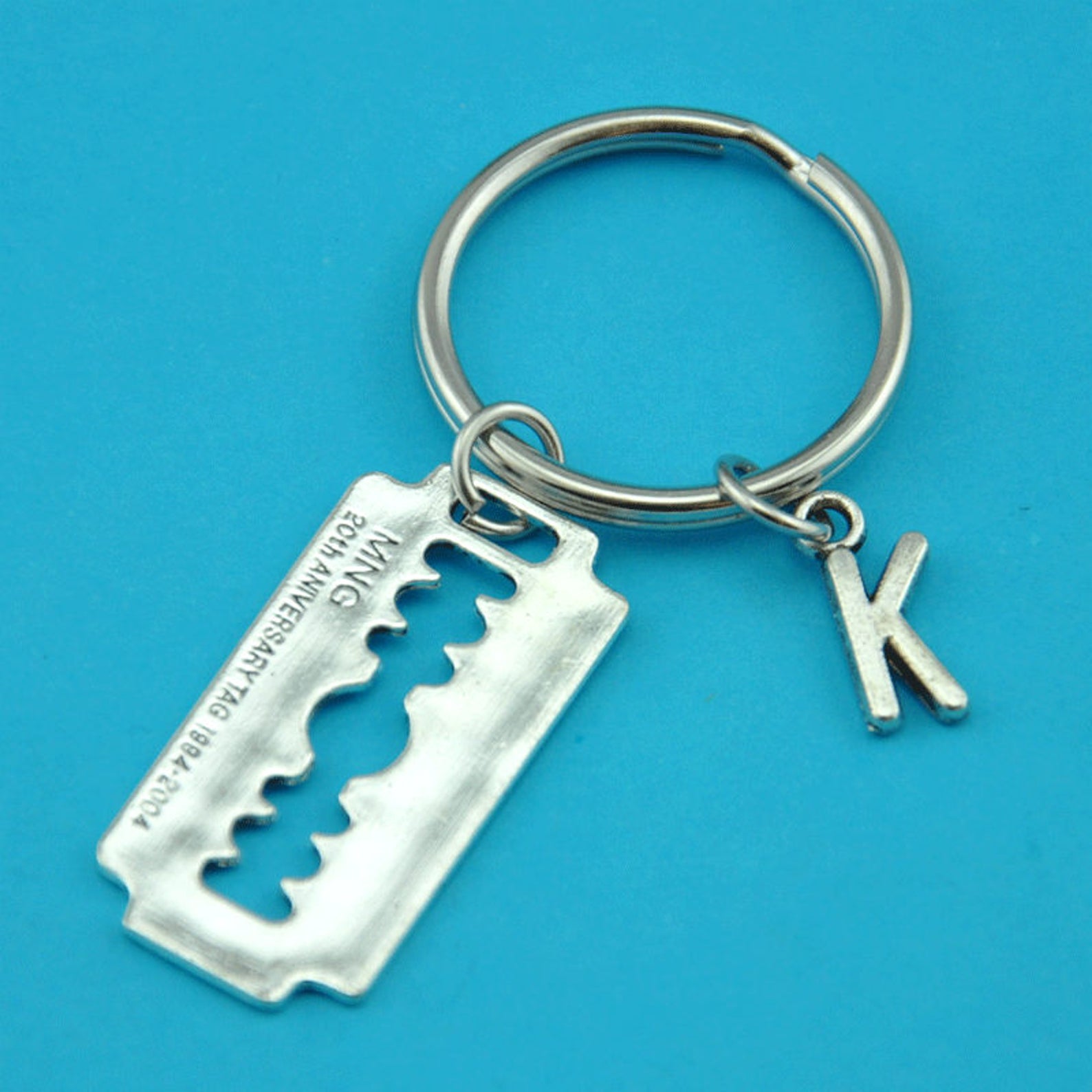 Retro Punk Razor Blade Letter Key Ring Best Friend Key Chain Lover ...