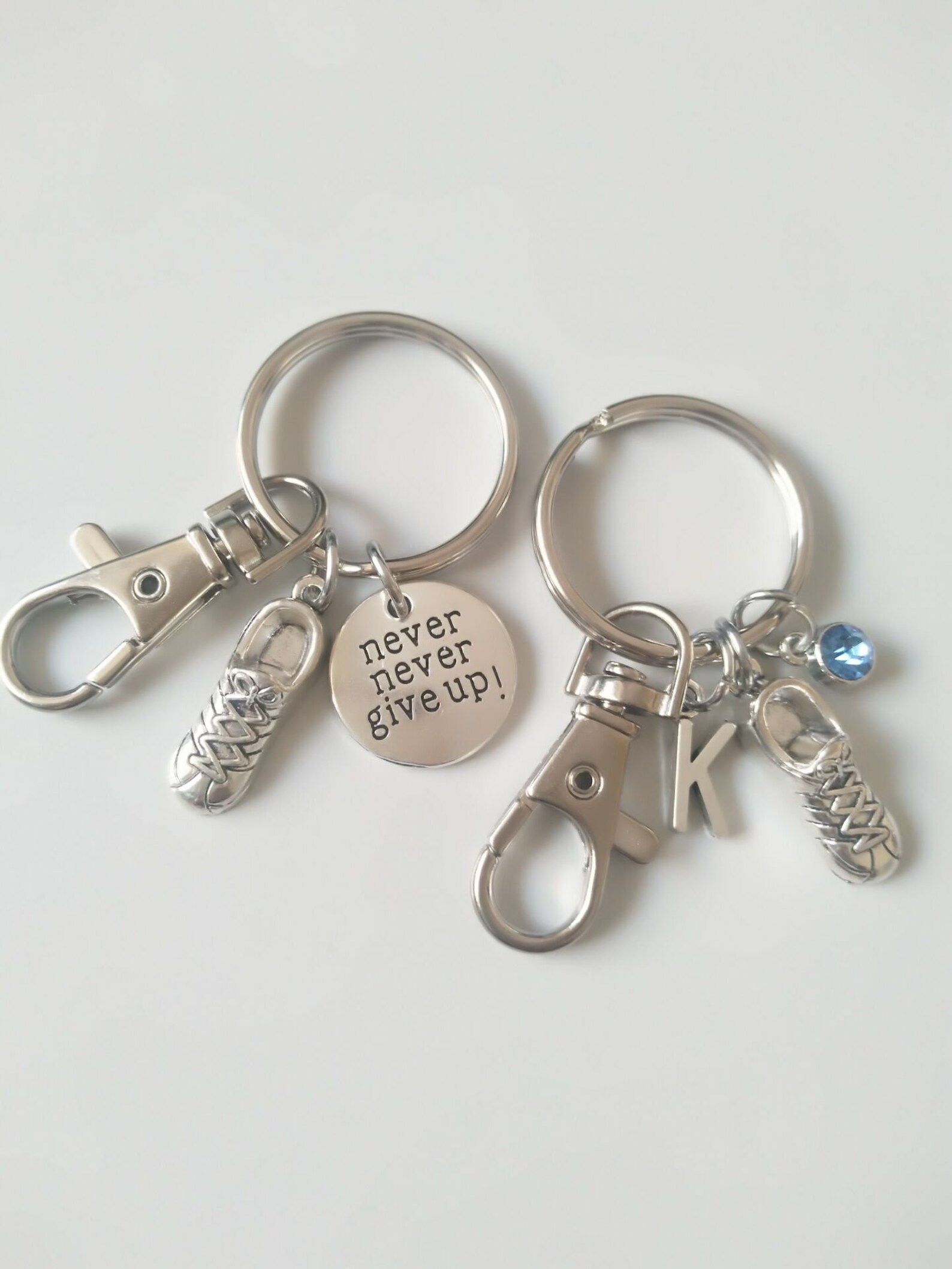 Never Give up Charm,running Shoe Key Ring, Personalized Running ...
