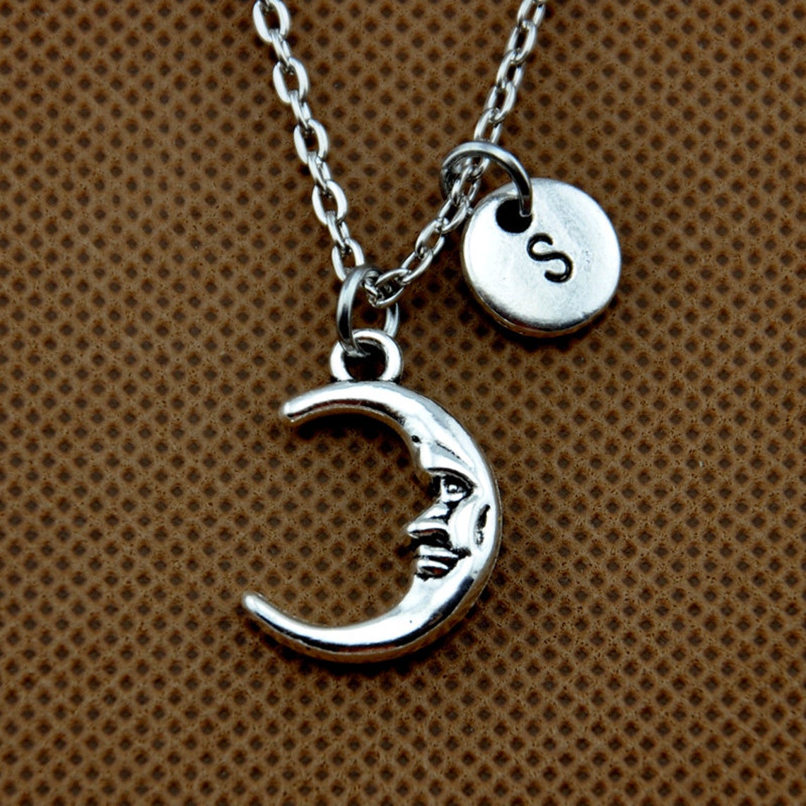 Moon necklace Initial necklaceBest Friend Moon | Etsy