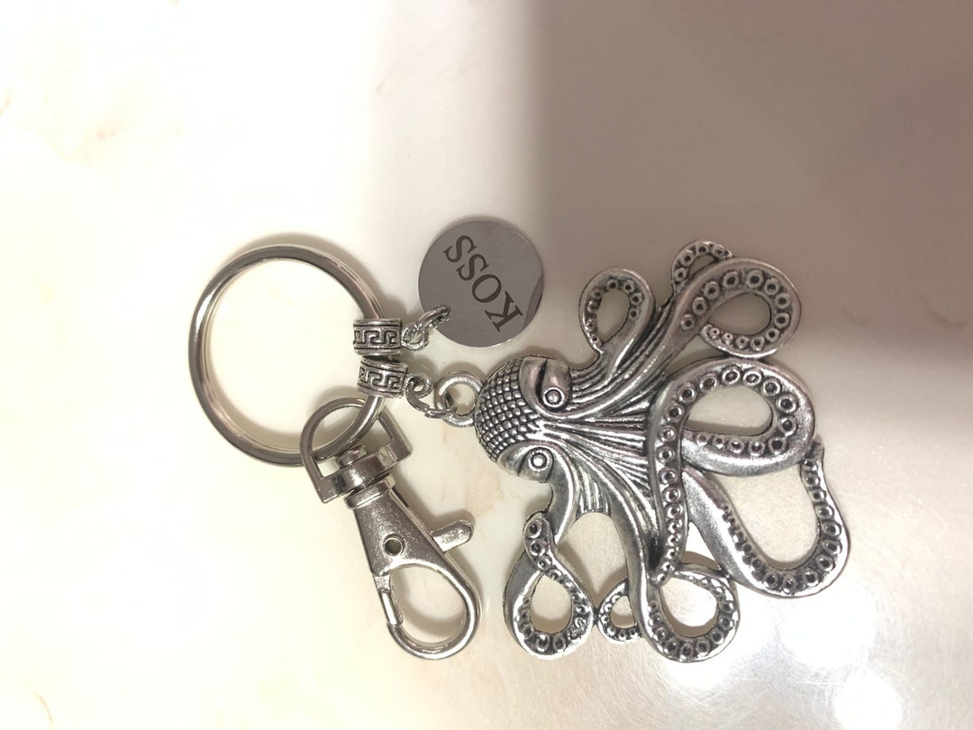 Octopus Keychain, Octopus Safety Pins，personalized Engraved Tags ...