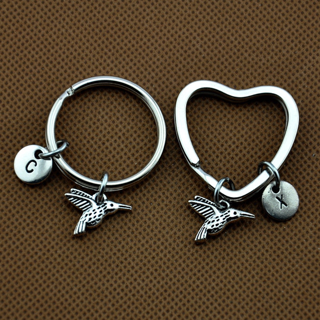 Hummingbird Keychain, Initial Keyring, Hummingbird Jewelry, Teacher ...