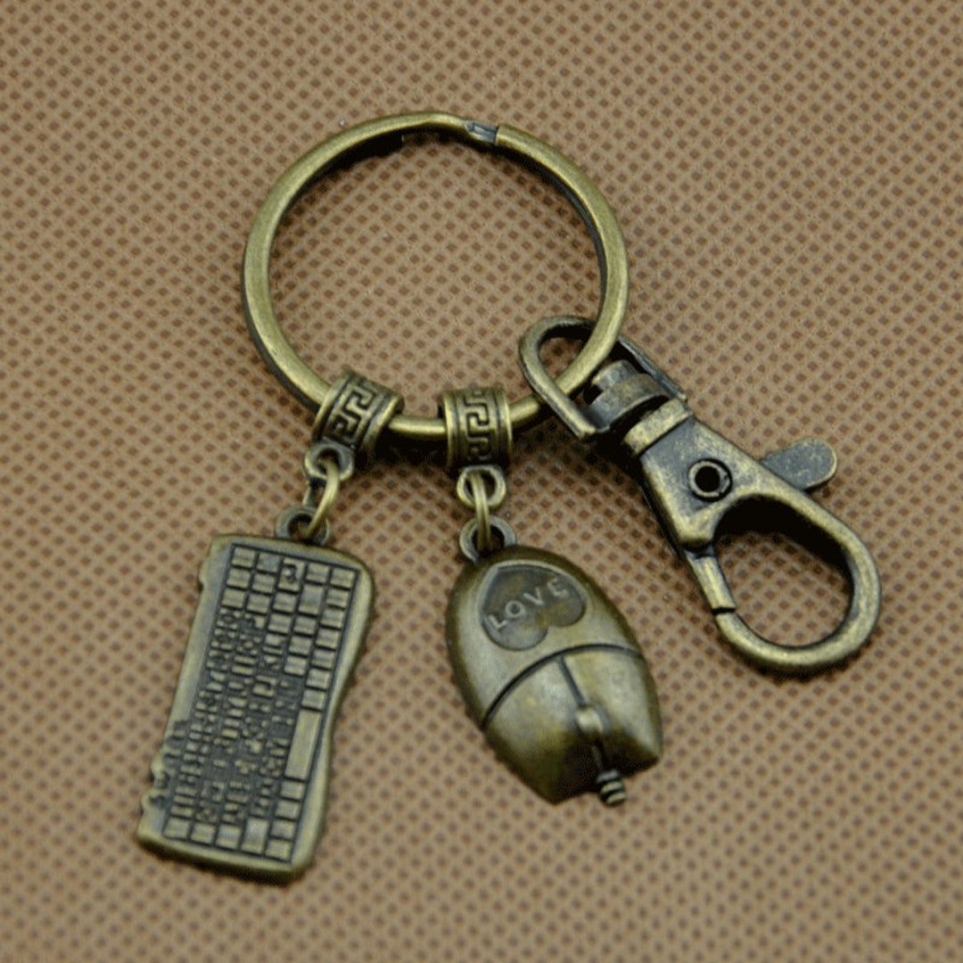 Keyboard and Mouse Set,couples Keychains, Computer Geeks Gift, His and ...