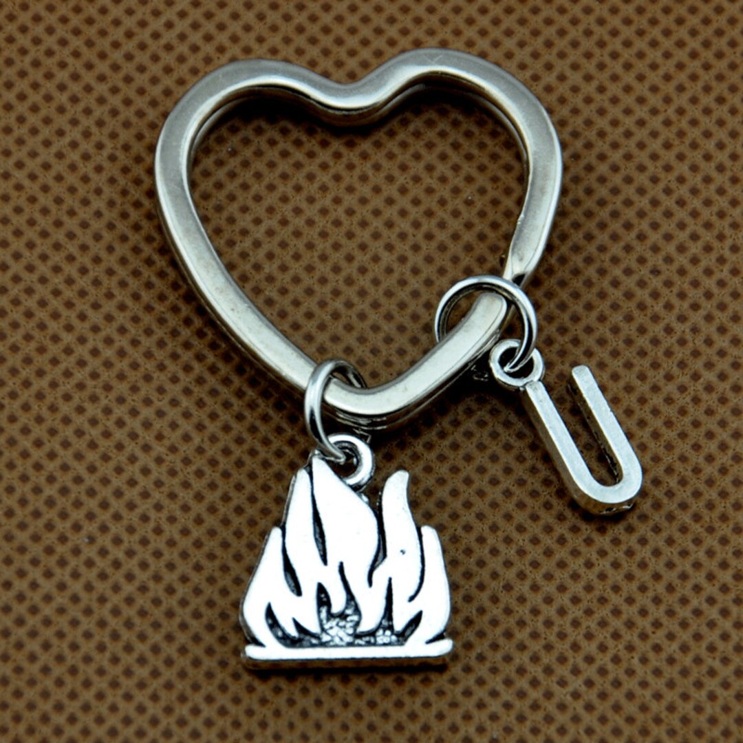 Camping Key Ring, Personalized Campfire Keychain, Campfire Keyring ...