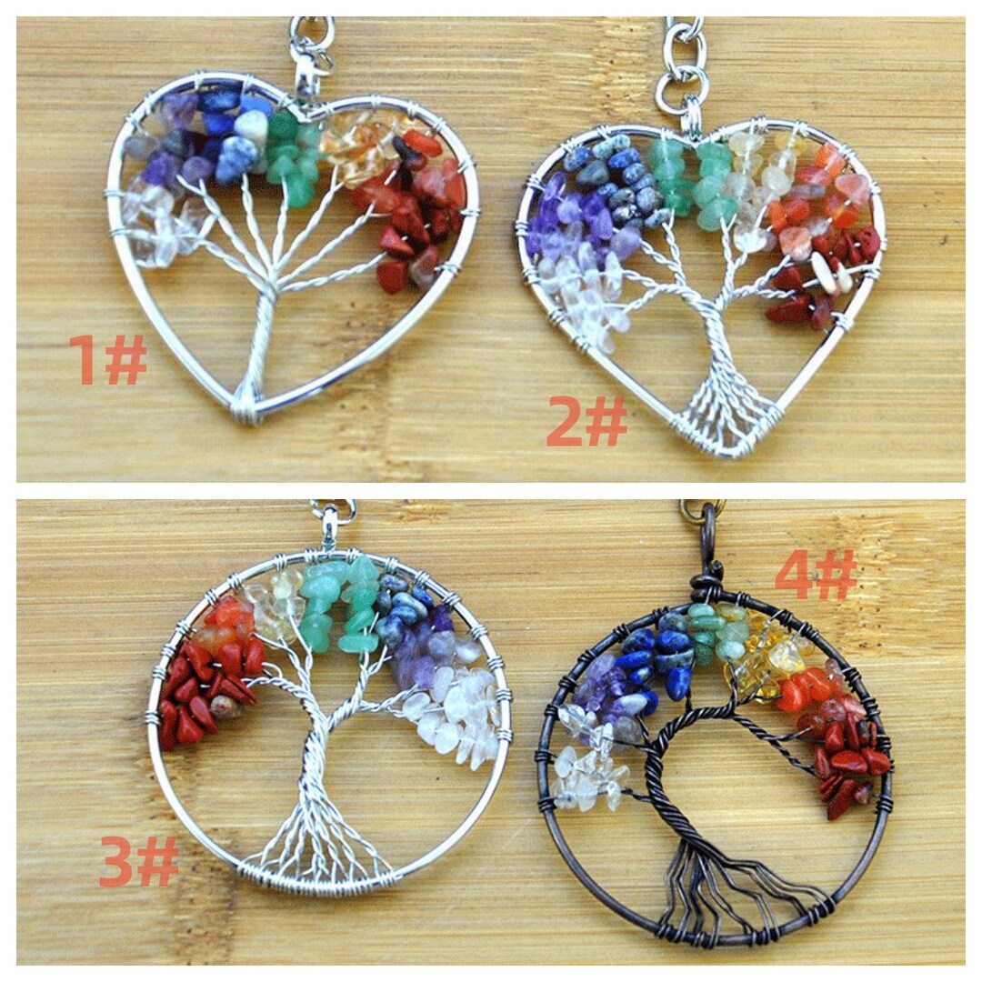 Gemstone Chakra Crystal Tree of Life,seven Color Stone Crystal Tree of ...