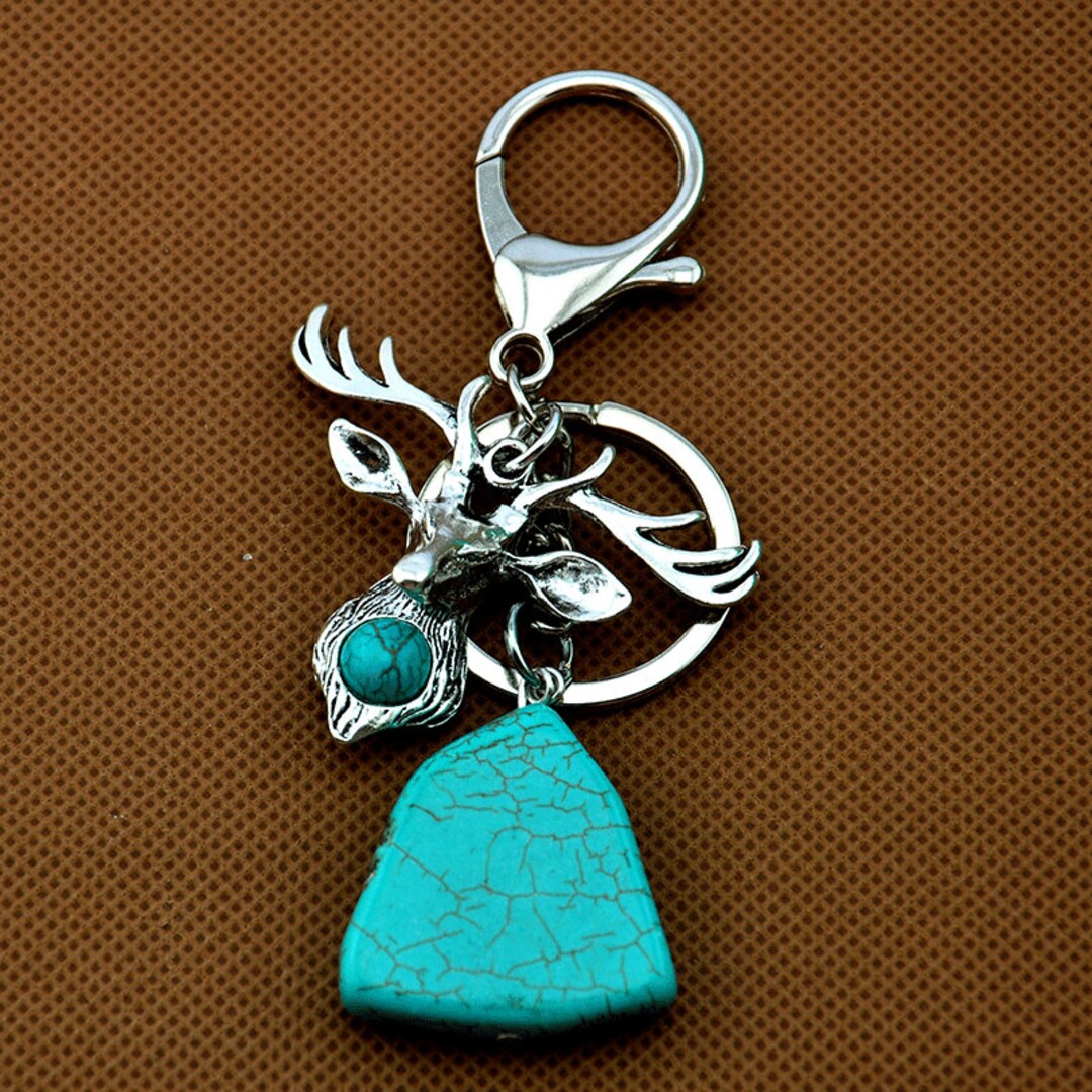 Deer Keychain,turquoise Keychain,deer Key Ring,christmas Present,deer ...