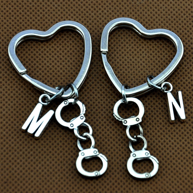 Handcuffs Keychain Handcuffs Key Ring Hand Cuffs Initial | Etsy
