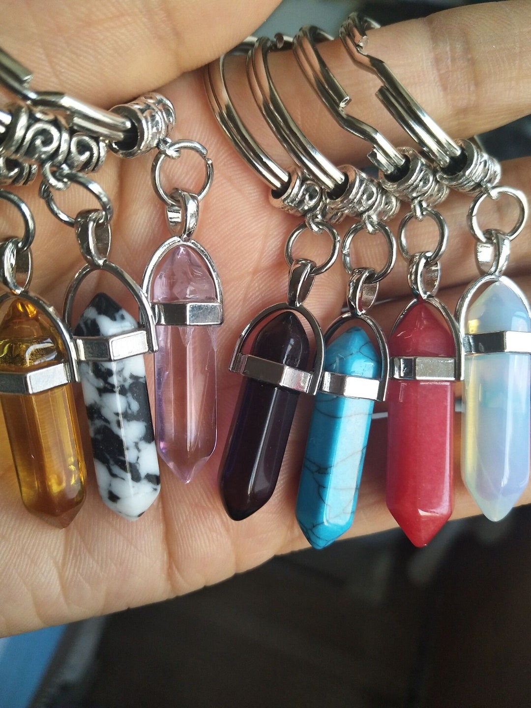 Crystal Keychain, Crystal Pendant Keychain, Gemstone Keychain, Quartz ...
