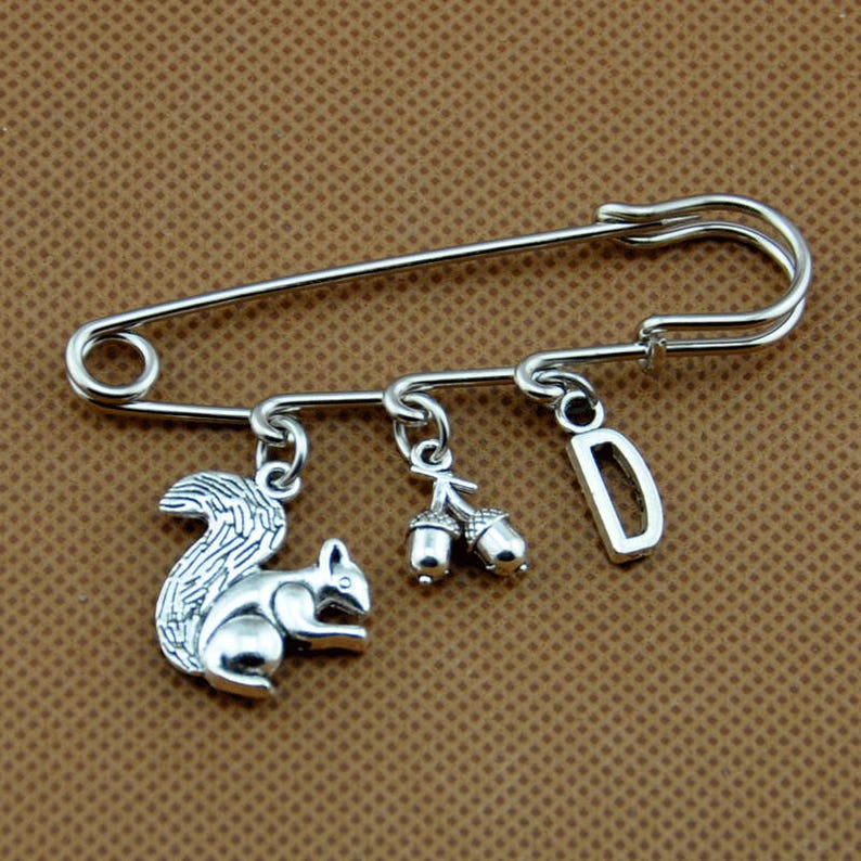 Squirrel Safety Pins,monogrammed Safety Pins, Safety Pin Brooch Charm ...