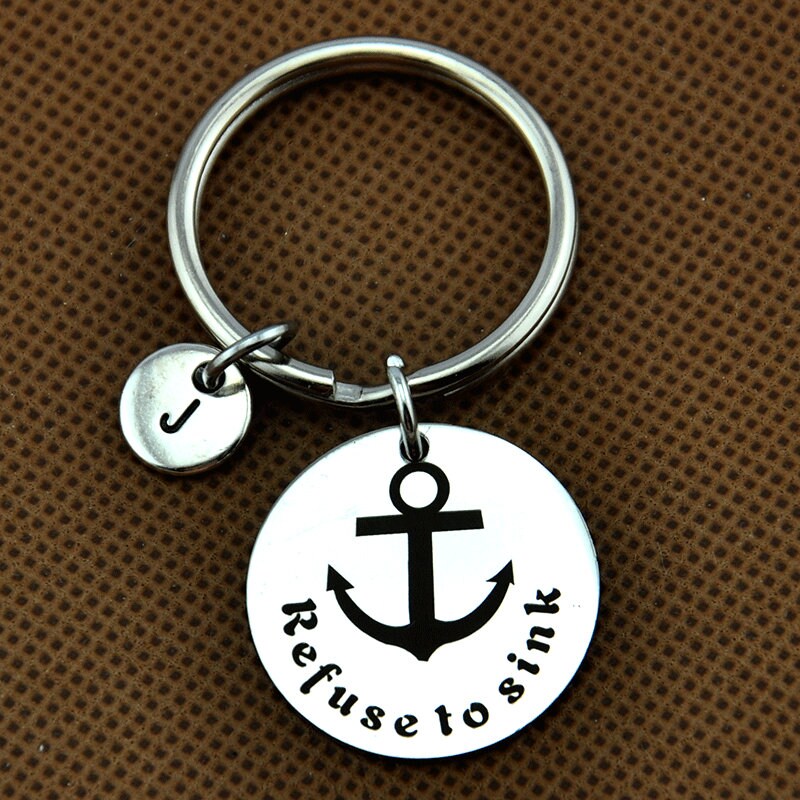 Anchor Keyring Refuse to Sink KeychainInitial Keyring | Etsy
