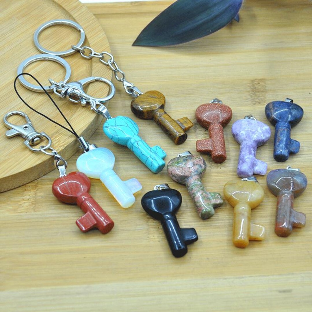 Heart Shape Crystal Key Ring、necklace,healing Stone Bag/purse Chain ...