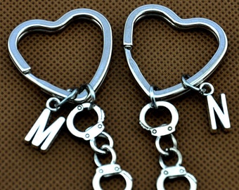 Handcuffs Keychain Handcuffs Key Ring Hand Cuffs Initial - Etsy