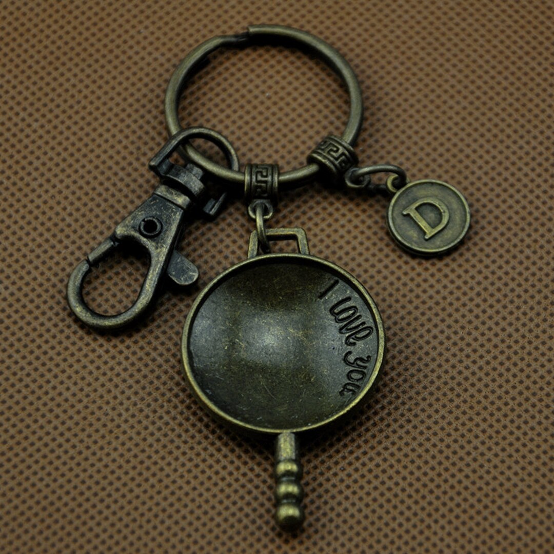Frying Pan Charm Key Ring,frying Pan Key Ring, Initial Keychain,chef ...