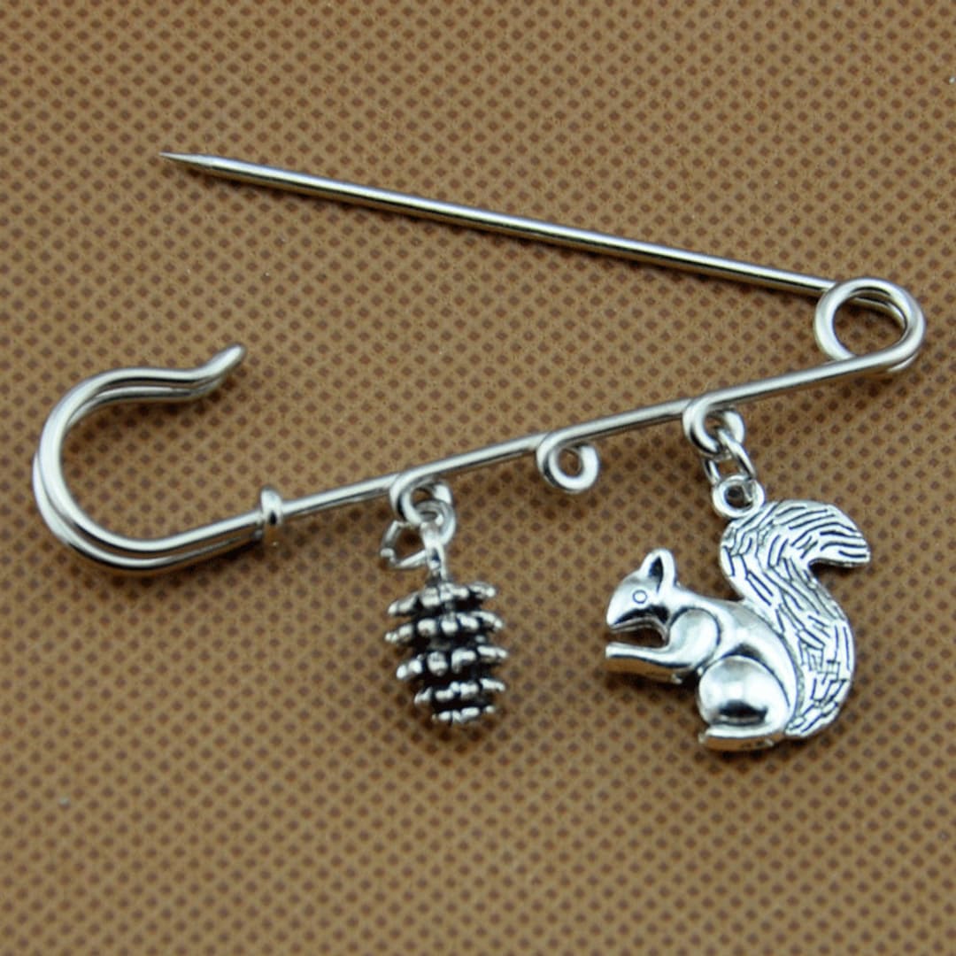 Squirrel Safety Pinspinecone Safety Pins Safety Pin Brooch - Etsy
