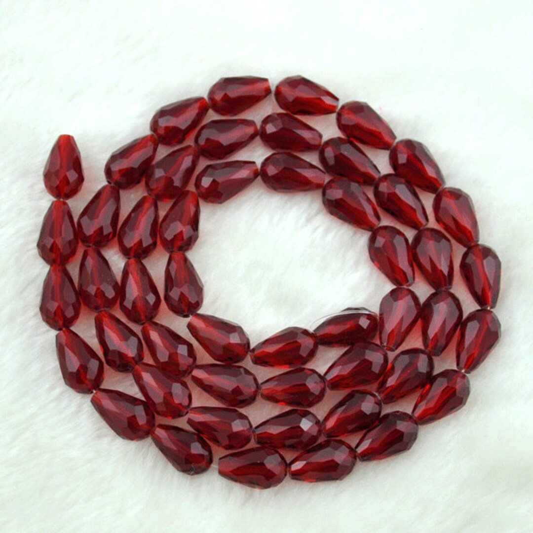 Christmas - 20pcs 10x15mm Dark Red Teardrop Crystal Beads Center ...