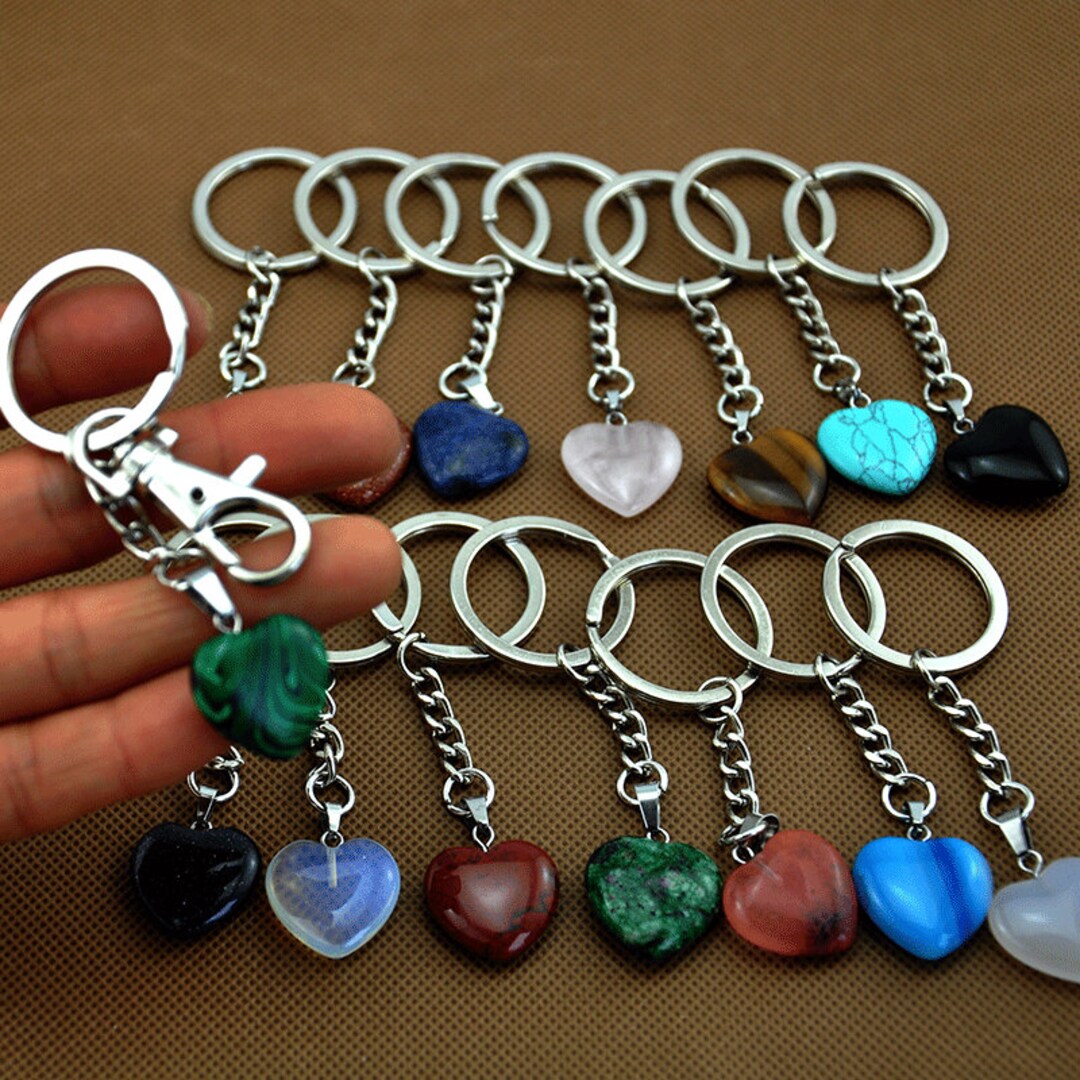 Heart Shaped Key Chain, Gemstone Key Chain,crystal Keychain Gift, Real ...
