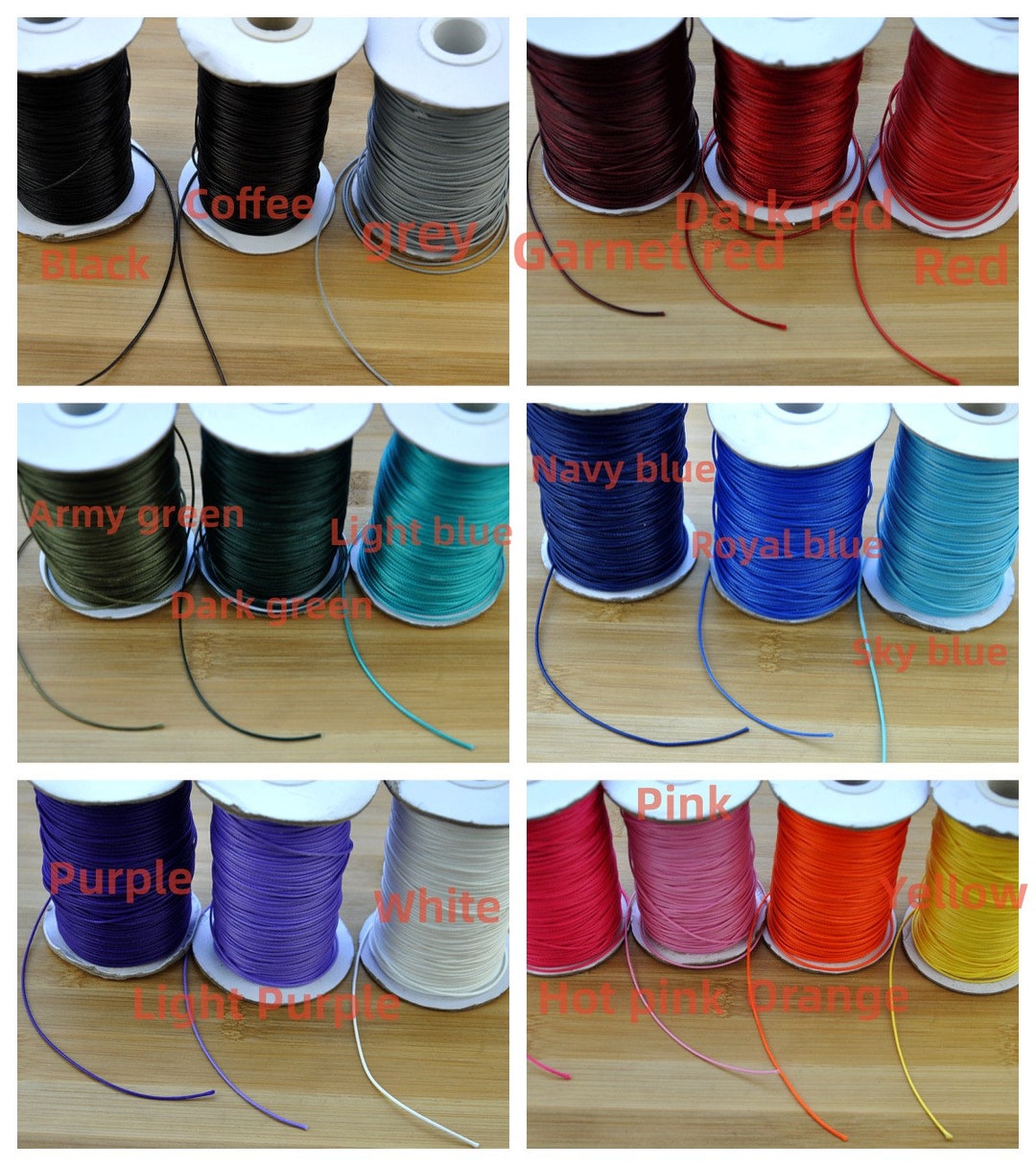 1mm Waxed Cord 18 Colors 10 Meters or Whole Role Wax Rope - Etsy