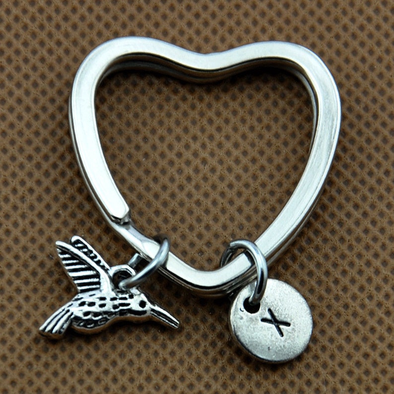 Hummingbird Keychain, Initial Keyring, Hummingbird Jewelry, Teacher ...