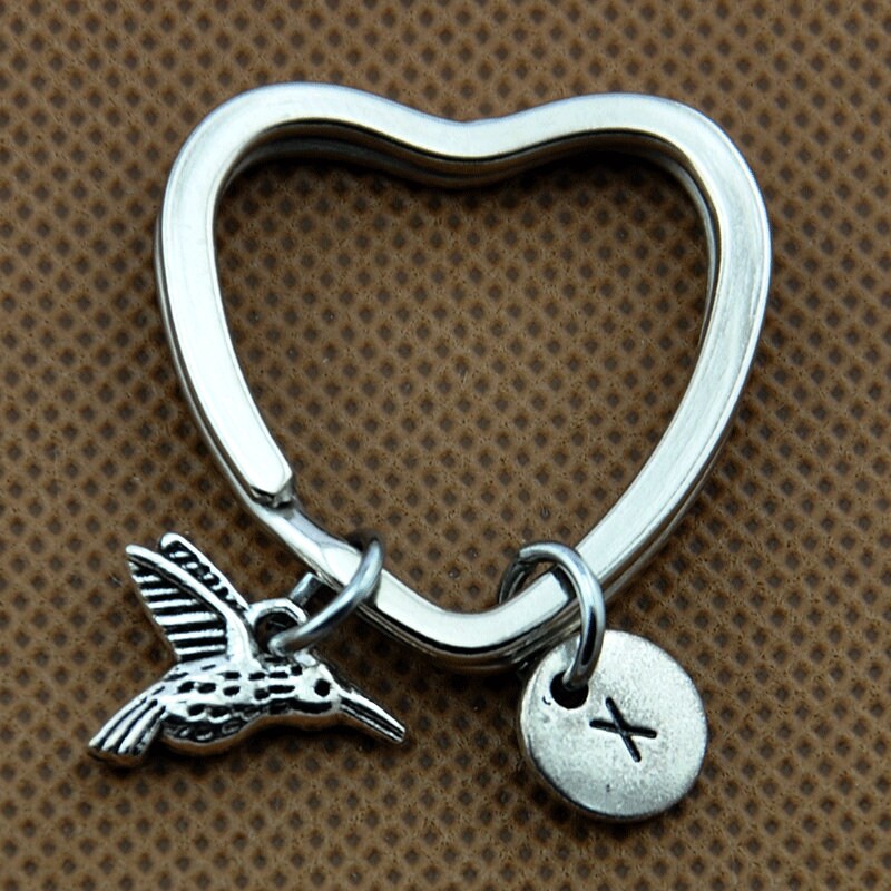 Hummingbird keychain initial keyring hummingbird jewelry | Etsy