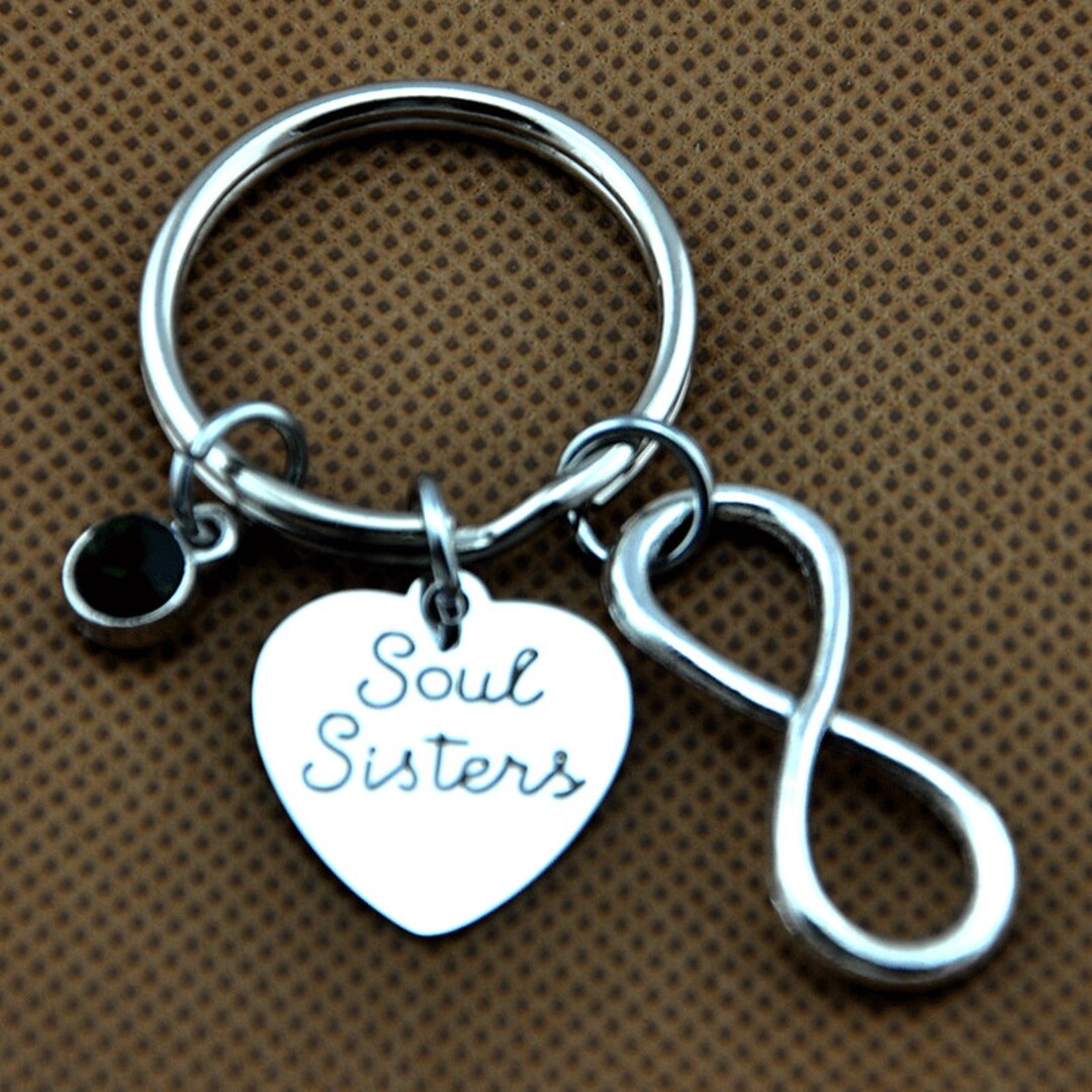 Soul Sisters Infinity Charm Key Ring, Personalized Sister Gift Keyring ...