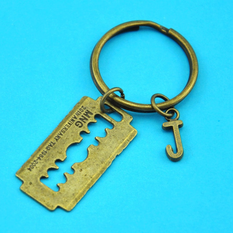 Retro Punk Razor Blade Letter Key Ring Best Friend Key Chain Lover ...