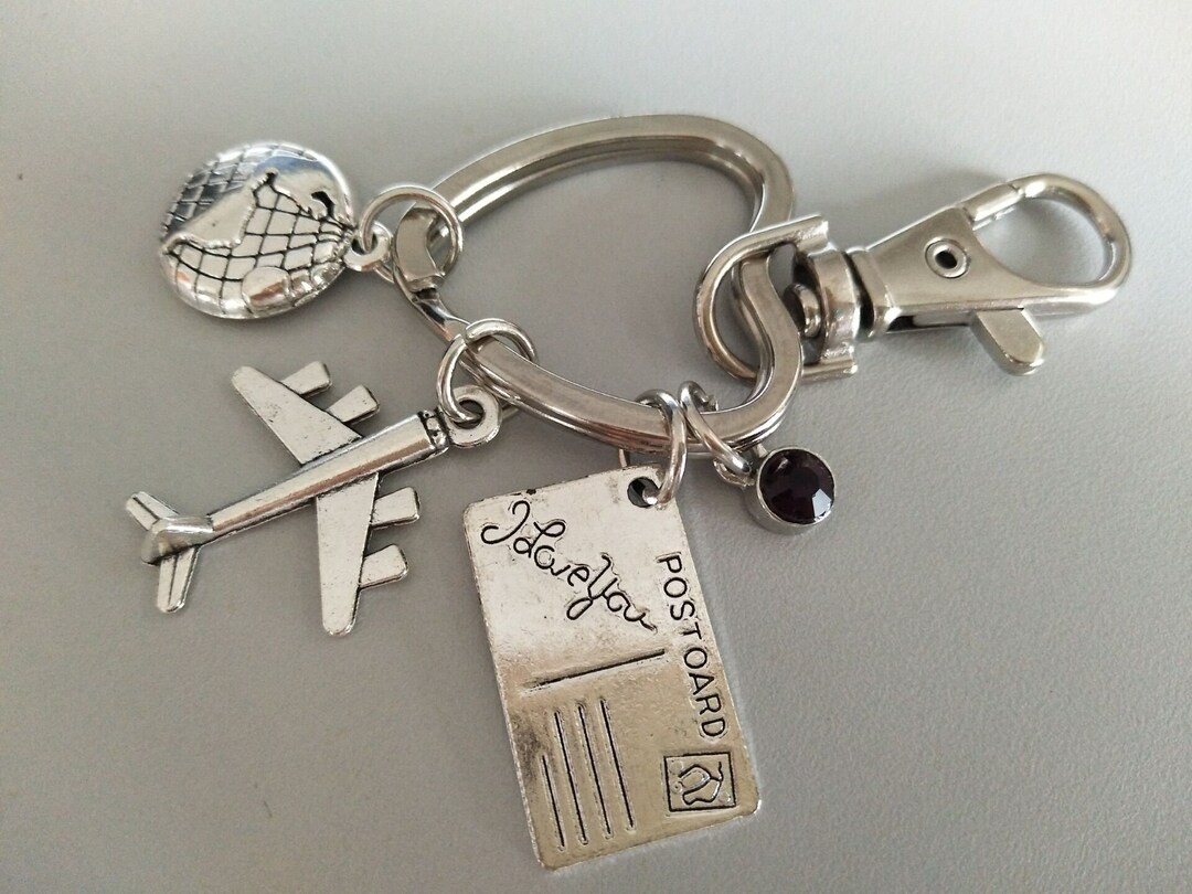 Travel Keyring,postcard Keyring，globe and Airplane Keychain,travel ...