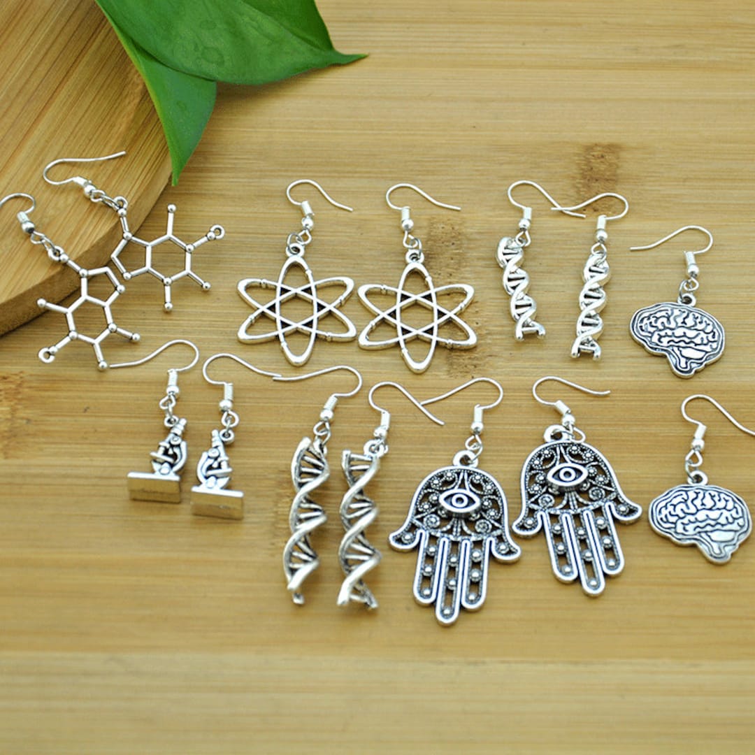 DESIGN Earrings. DNA Base Pair Earrings,ultimate Science Earrings,atom ...
