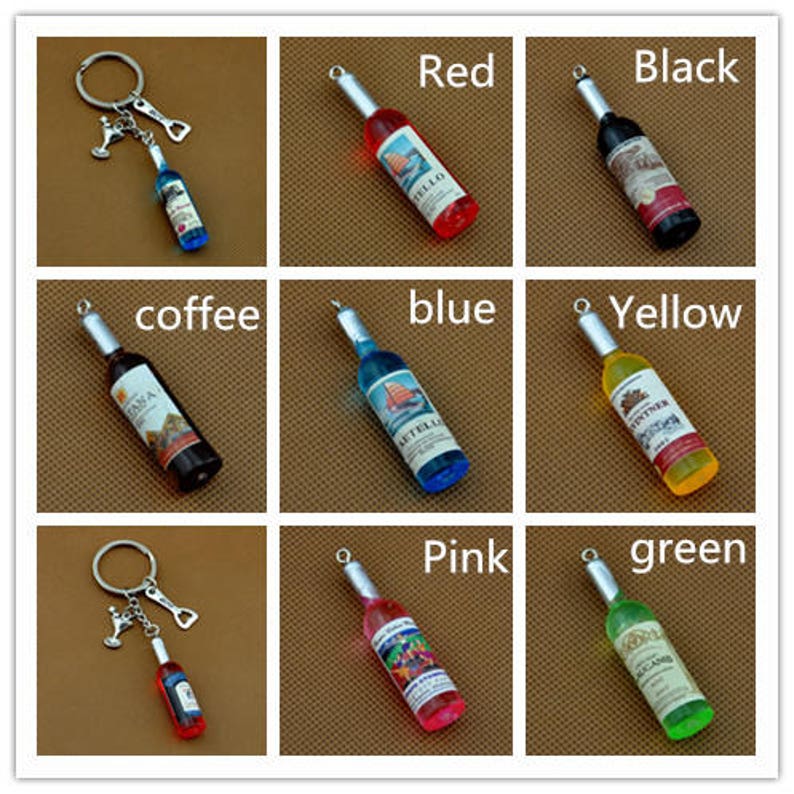 Resin Wine Bottle Pendants or Charms，7 Pieces Color Wine Bottle Pendant ...