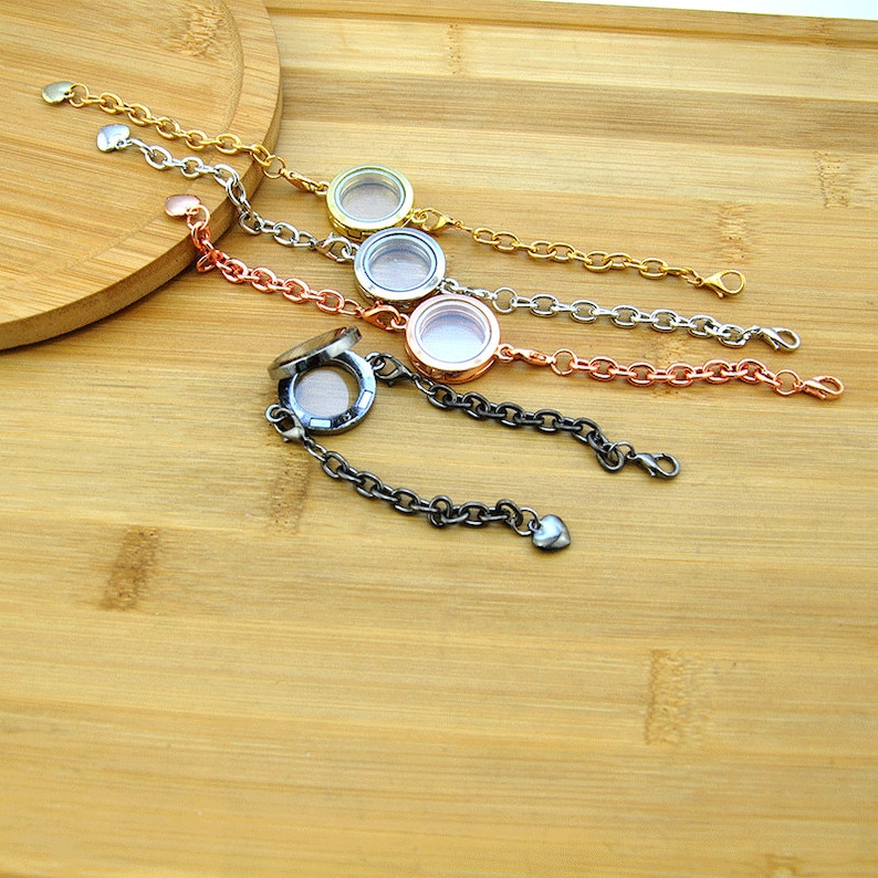25mm Magnet Closure Locket，round Floating Locket Bracelet，memory Empty ...