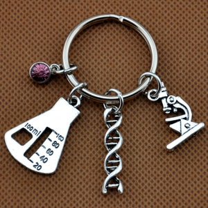DNA Keychain, Microscope Keychain, Biologist Key Chain, Scientist ...