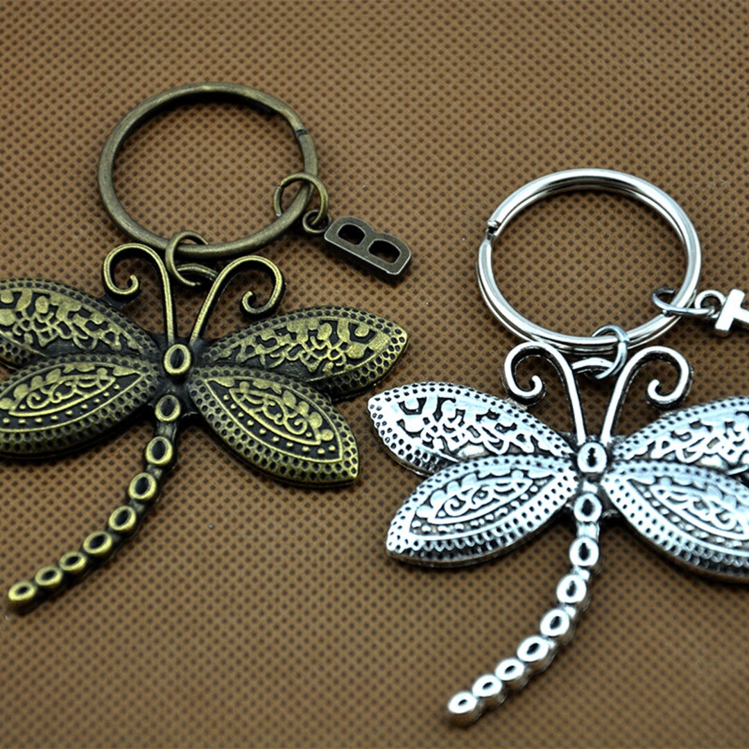 Dragonfly Keychain,tiny Dragonfly Key Ring,personalized Hand Stamped ...