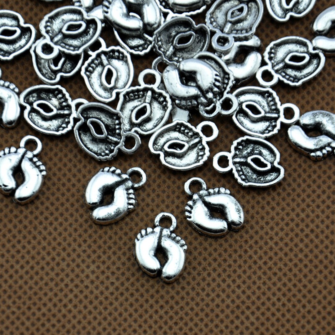 50pcs Small Feet Charms ,small Feet Charms Pendant Antique Silver ...